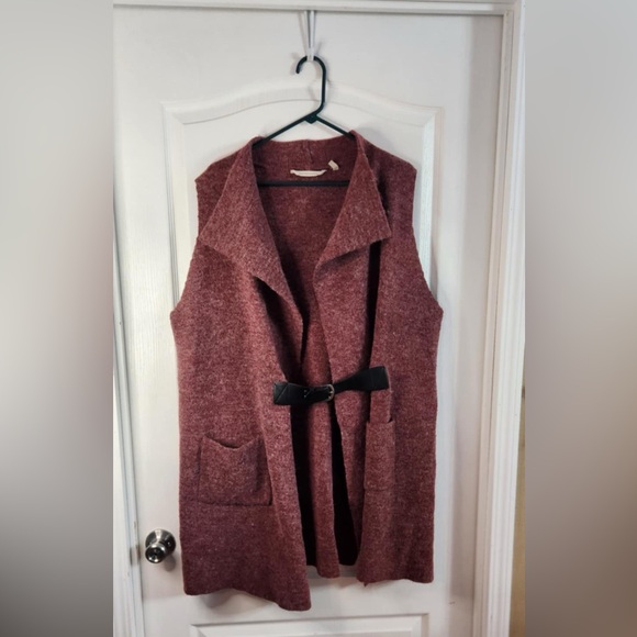 Soft Surroundings | Sweaters | Soft Surroundings Womens Burgundy Belted ...